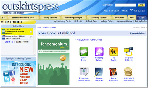 Congratulations! Your book is published! – President of Outskirts Press